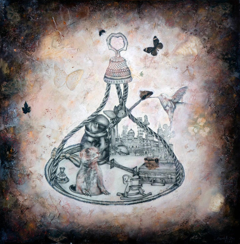Sarah Tse - "Turkish Tea Set" Surrealism painting with animals, with ...
