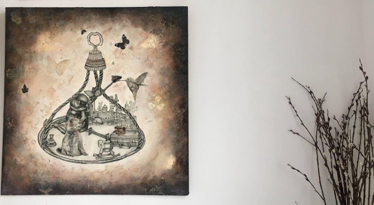 Sarah Tse - "Turkish Tea Set" Surrealism painting with animals, with ...