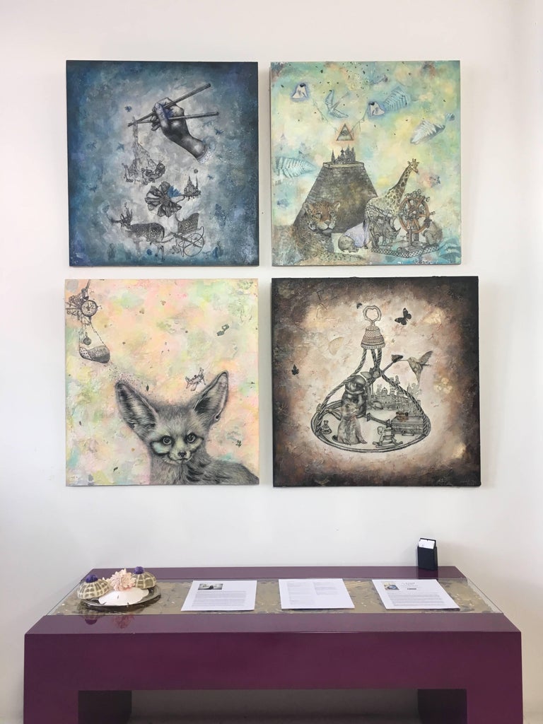 Sarah Tse - "Turkish Tea Set" Surrealism painting with animals, with ...