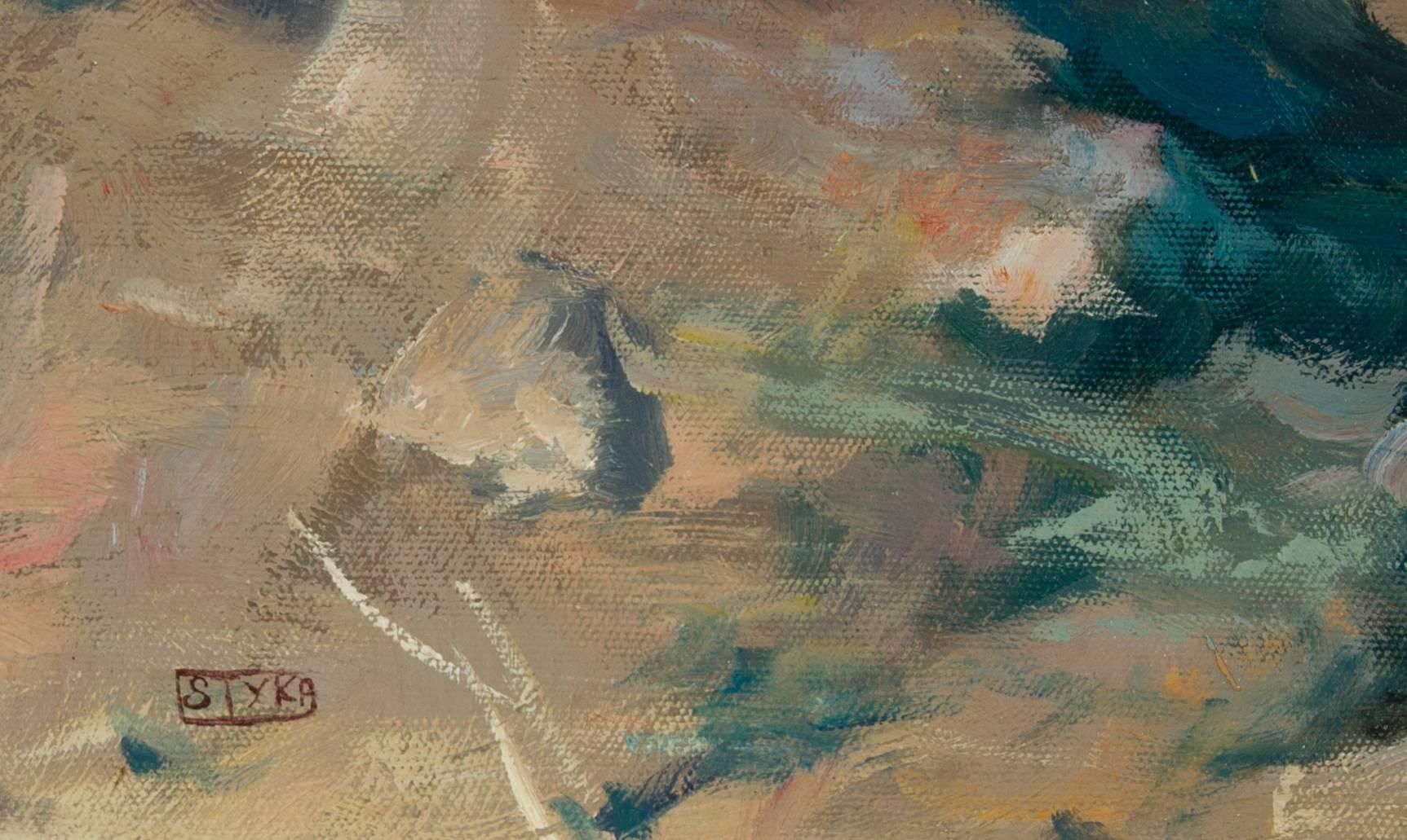 Adam Styka - After Adam Styka - Large 20th Century Oil, On the Banks of ...