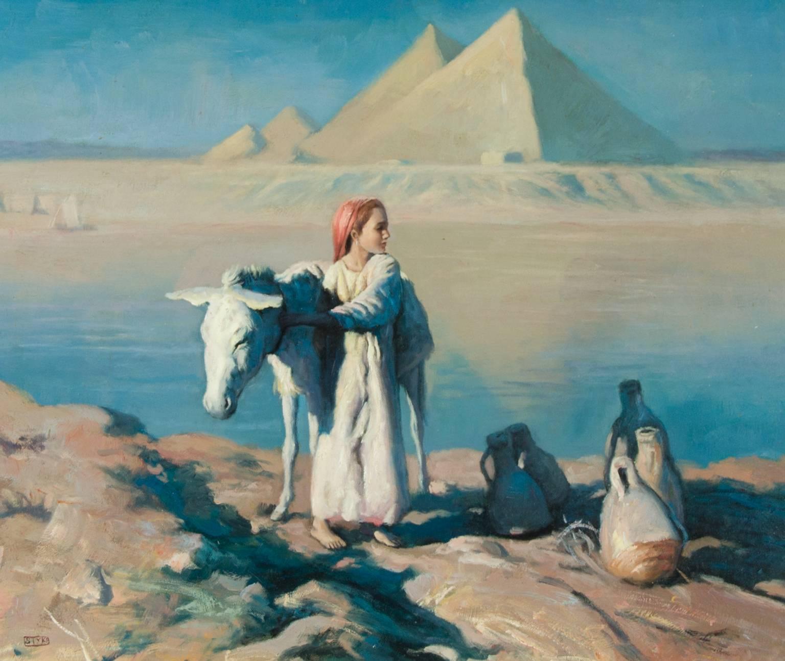 Adam Styka - After Adam Styka - Large 20th Century Oil, On the Banks of ...