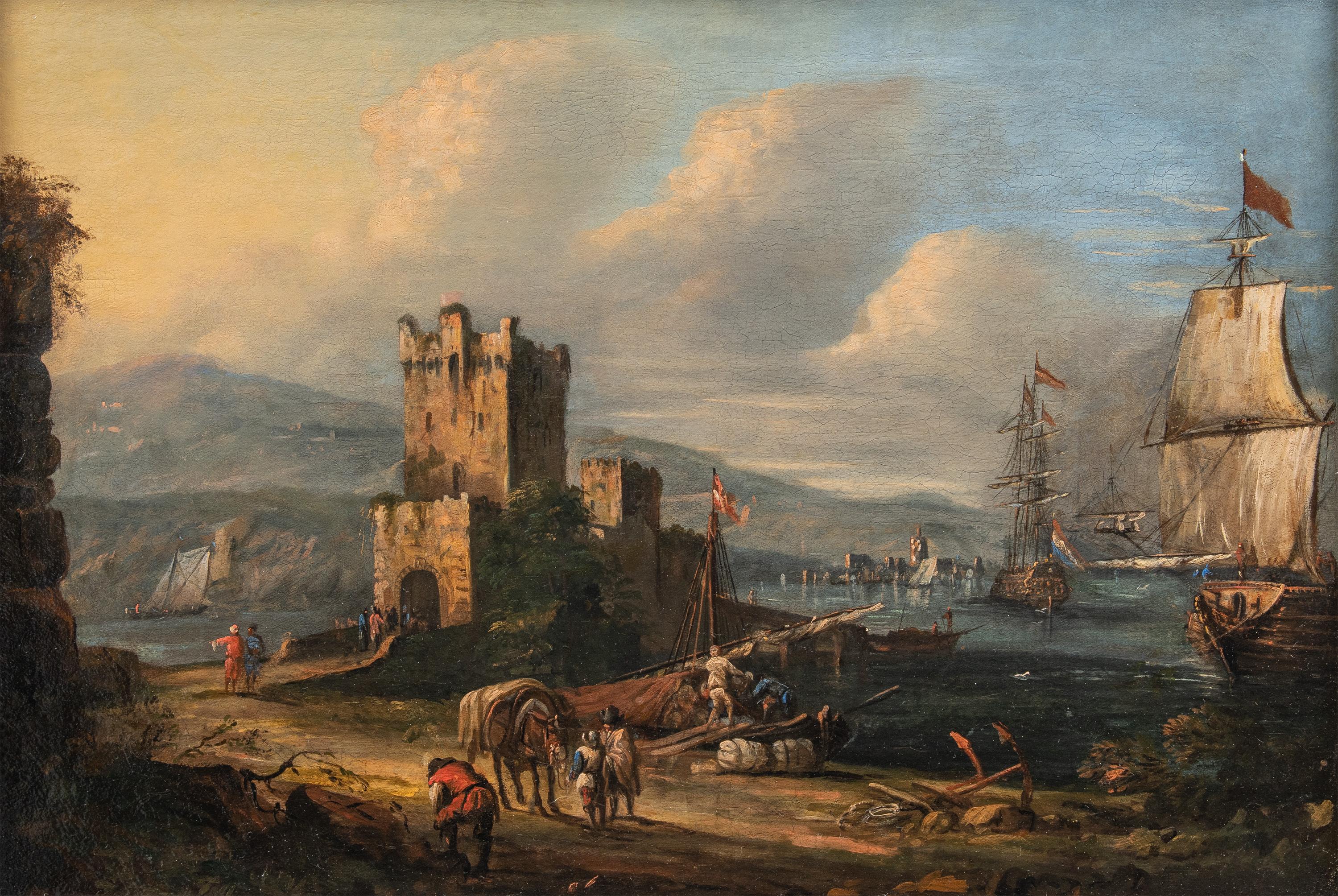 Johann Eismann (Venetian master) - 17th century landscape painting - Port For Sale at 1stDibs