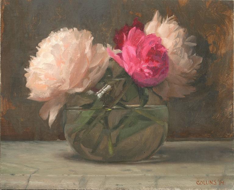 Jacob Collins - Peonies in a Glass Bowl I at 1stDibs
