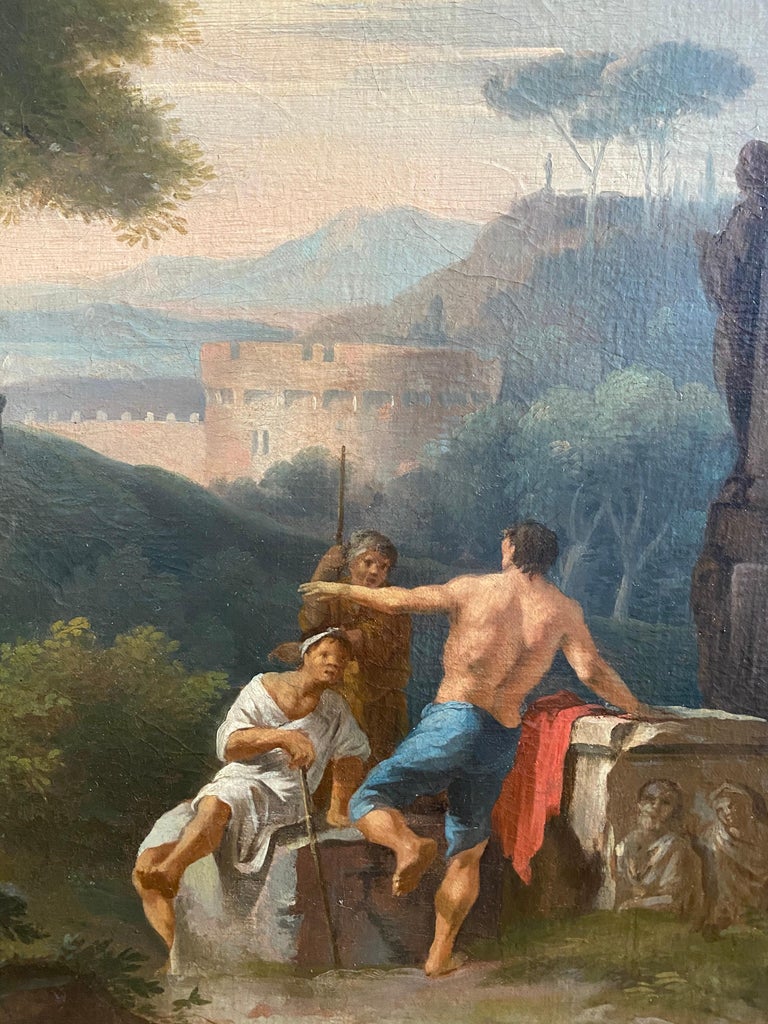 Pair of 19th century Italian capriccio landscape paintings, Follower of ...