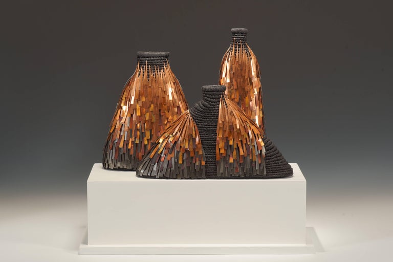 Mary Giles - "Janus Transparency" , Waxed Linen Sculpture with Copper ...