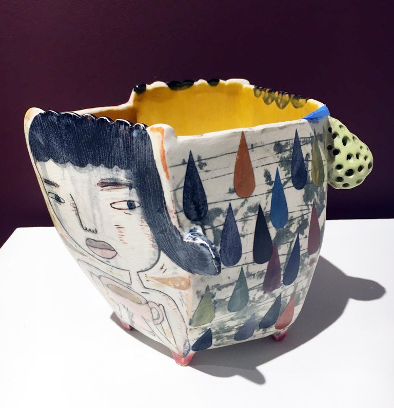 Kevin Snipes - Abstract Ceramic Vessel with Colorful Glaze and Surface ...
