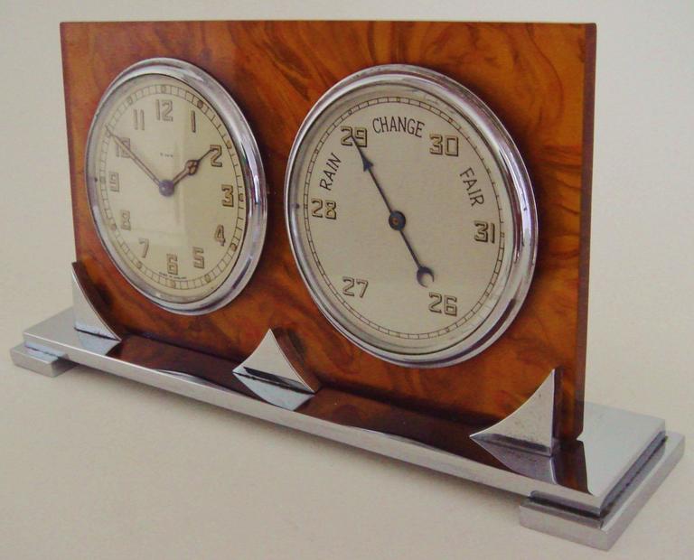 English Art Deco Chrome and Tortoiseshell Bakelite 8-Day Clock and ...