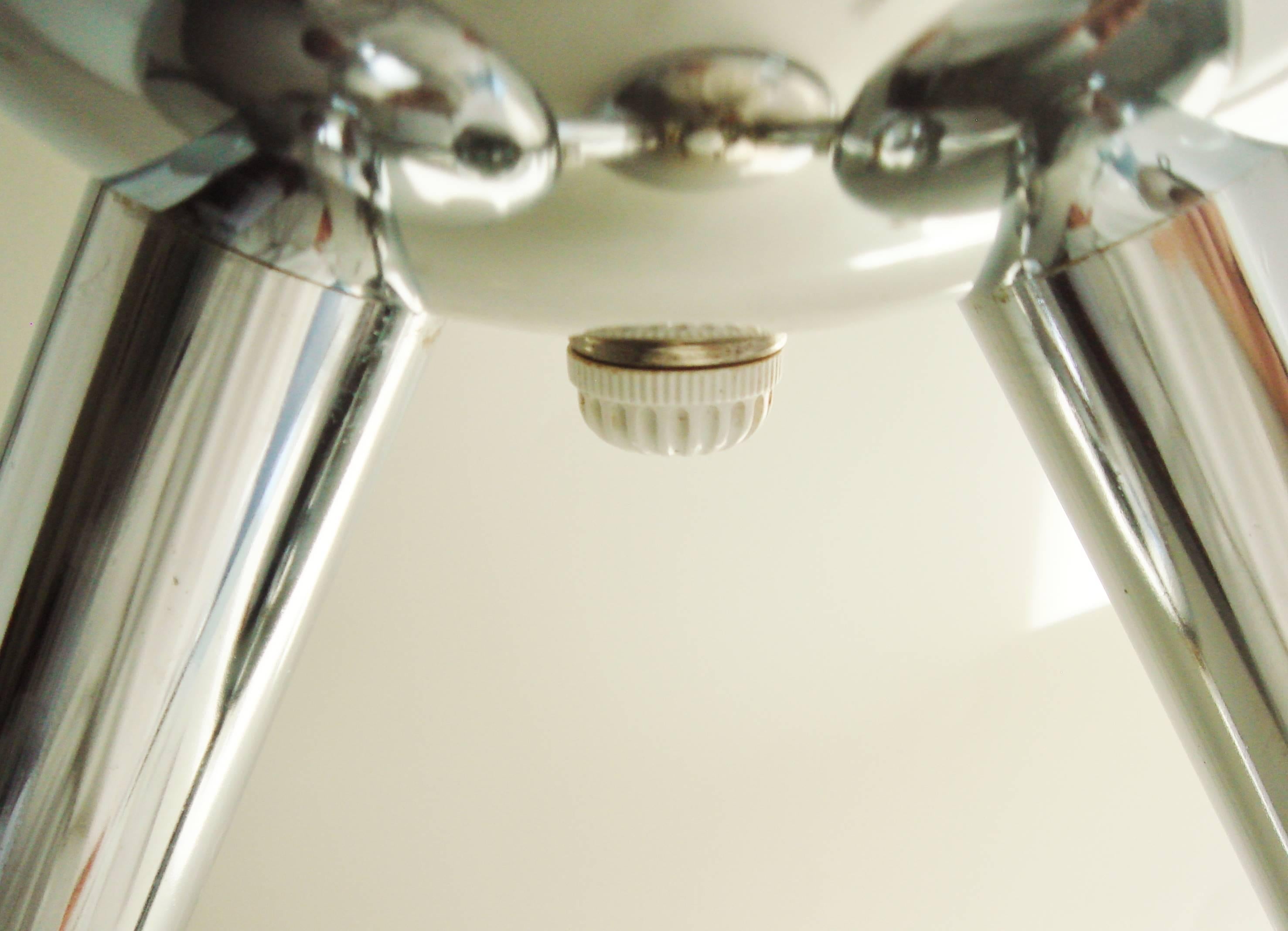 Large American Mid-Century Modern Chrome "Atomium" Triple Bulb Table ...