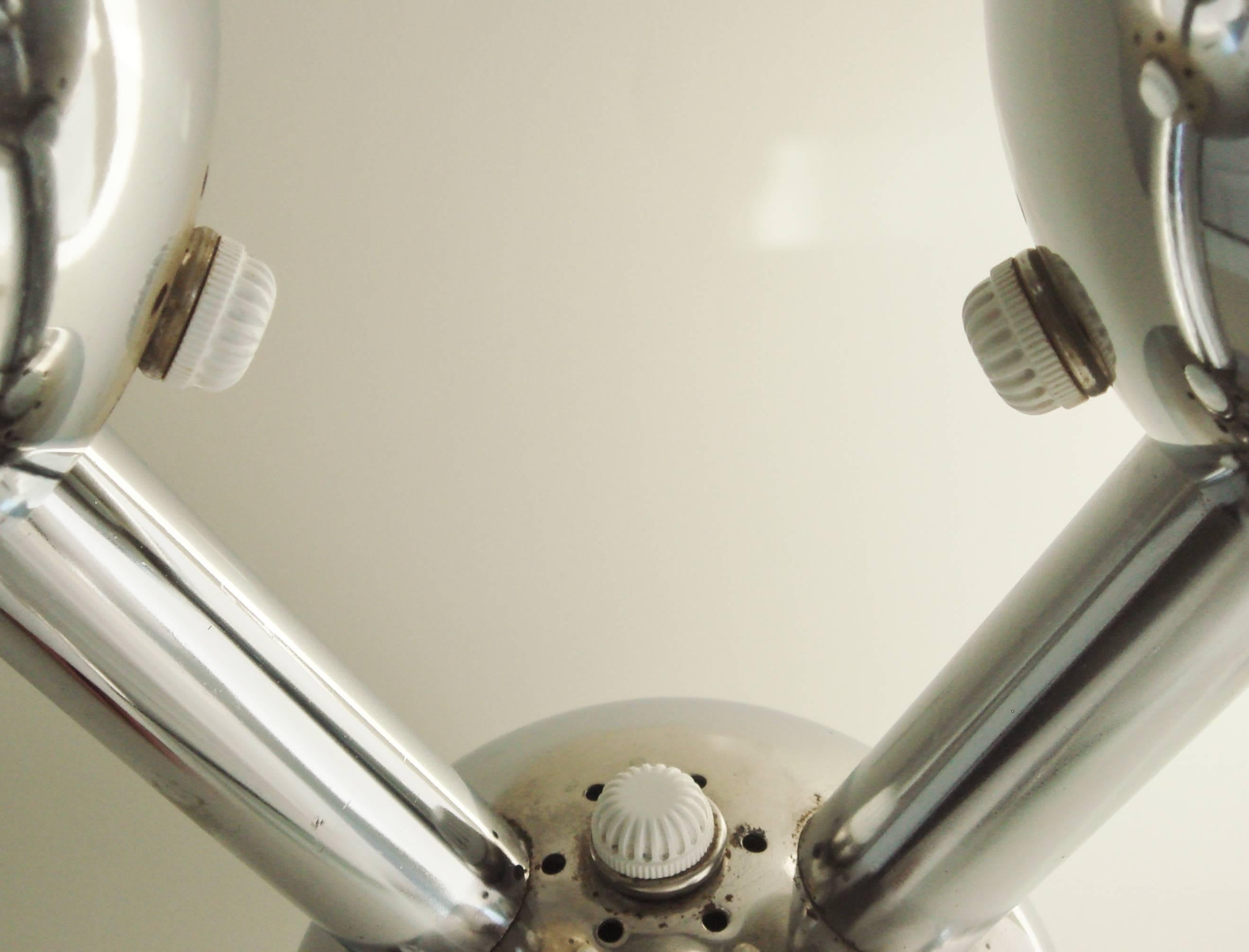 Large American Mid-Century Modern Chrome "Atomium" Triple Bulb Table ...