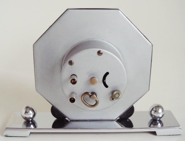 German Art Deco Chrome and Bakelite Octagonal Mechanical Alarm Clock ...