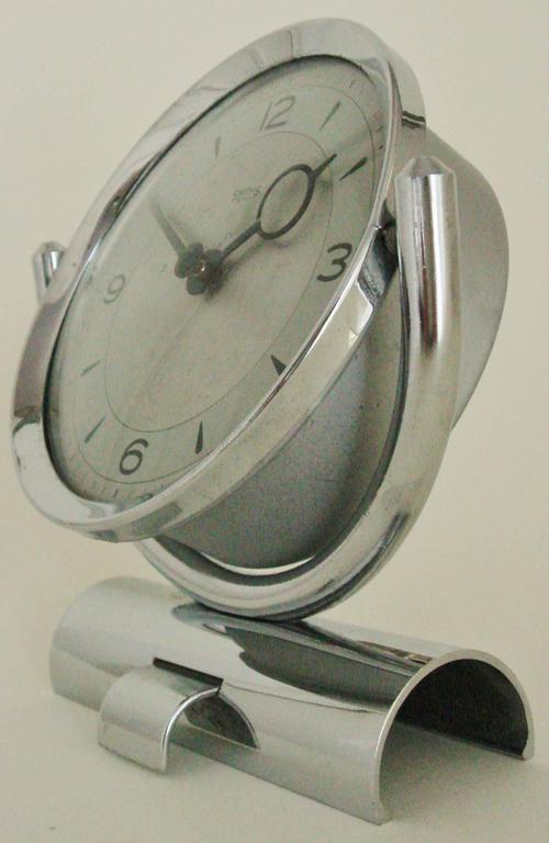 English Mid-Century Modern Chrome Mechanical 30-Hour Smiths Tilting ...