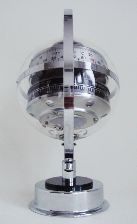 West German Space Age Chrome and Lucite Planet Desktop Weather Station ...