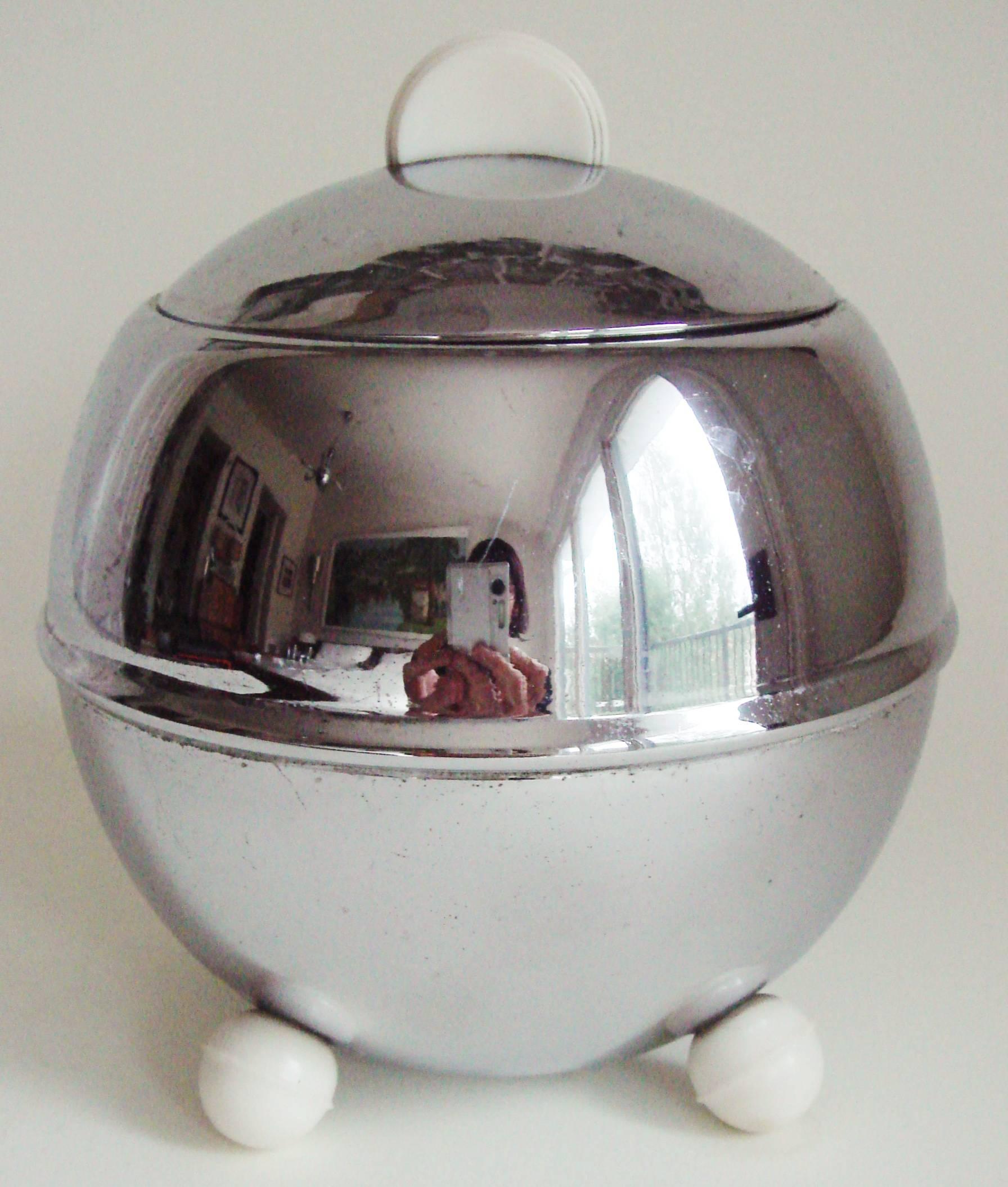 Rare Mid-Century 7-Piece Insulated Tea Set in Chrome, Ceramic and ...