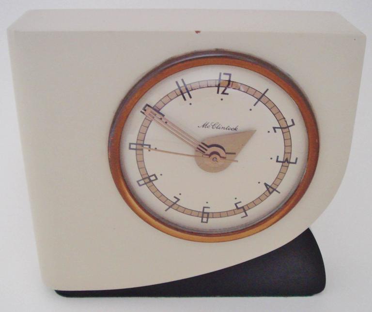 Rare American Art Deco Lacquered Wood and Brass Electric Alarm Clock by ...