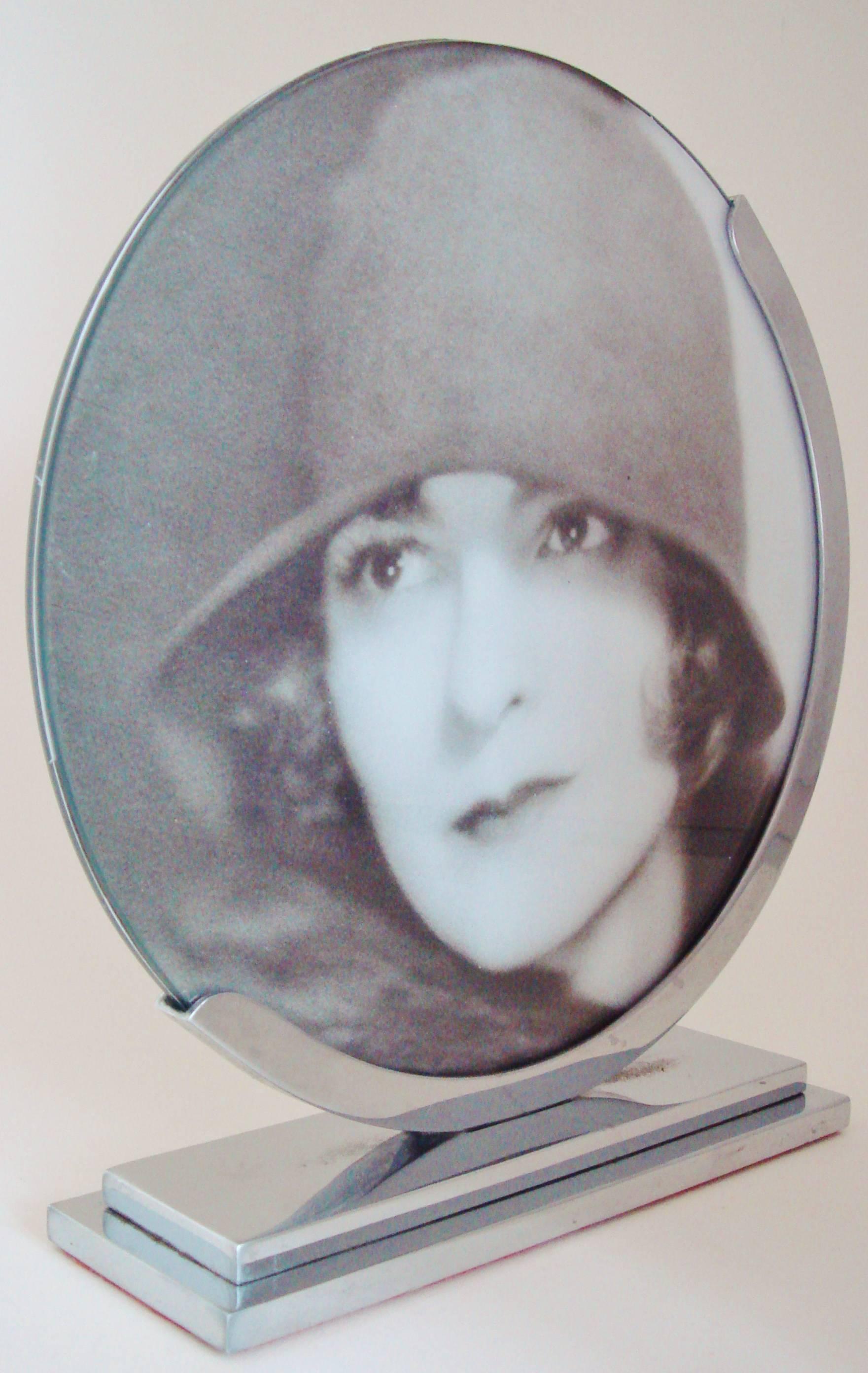 Pair of Large English Art Deco Chrome Reversible Free Standing Photo ...