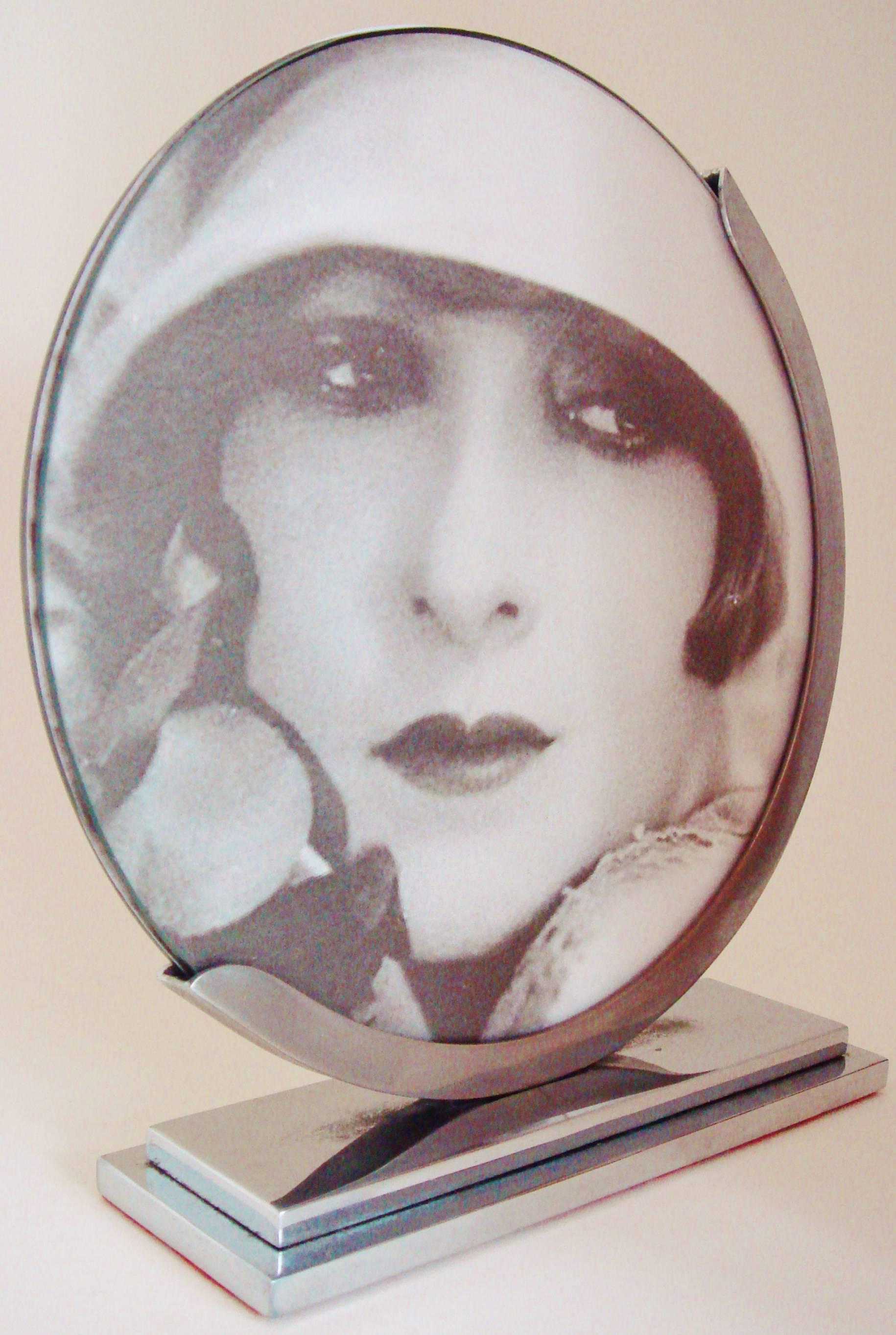 Pair of Large English Art Deco Chrome Reversible Free Standing Photo ...