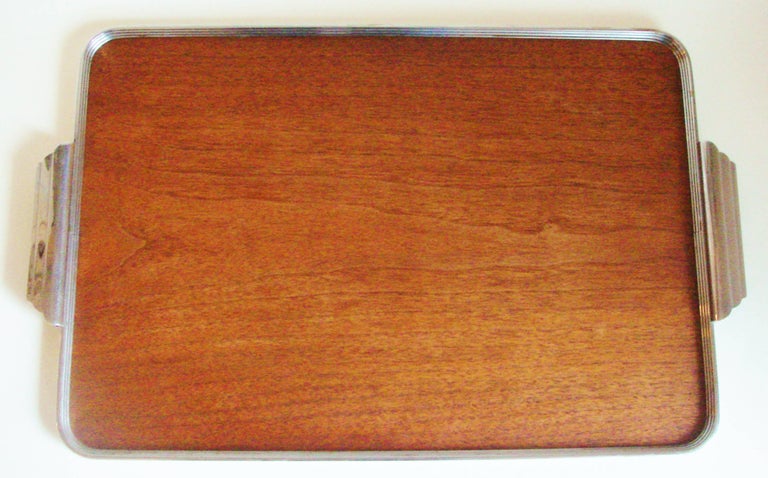 Rare American Art Deco Chrome and Walnut Festivity Tray by Harry Laylon ...