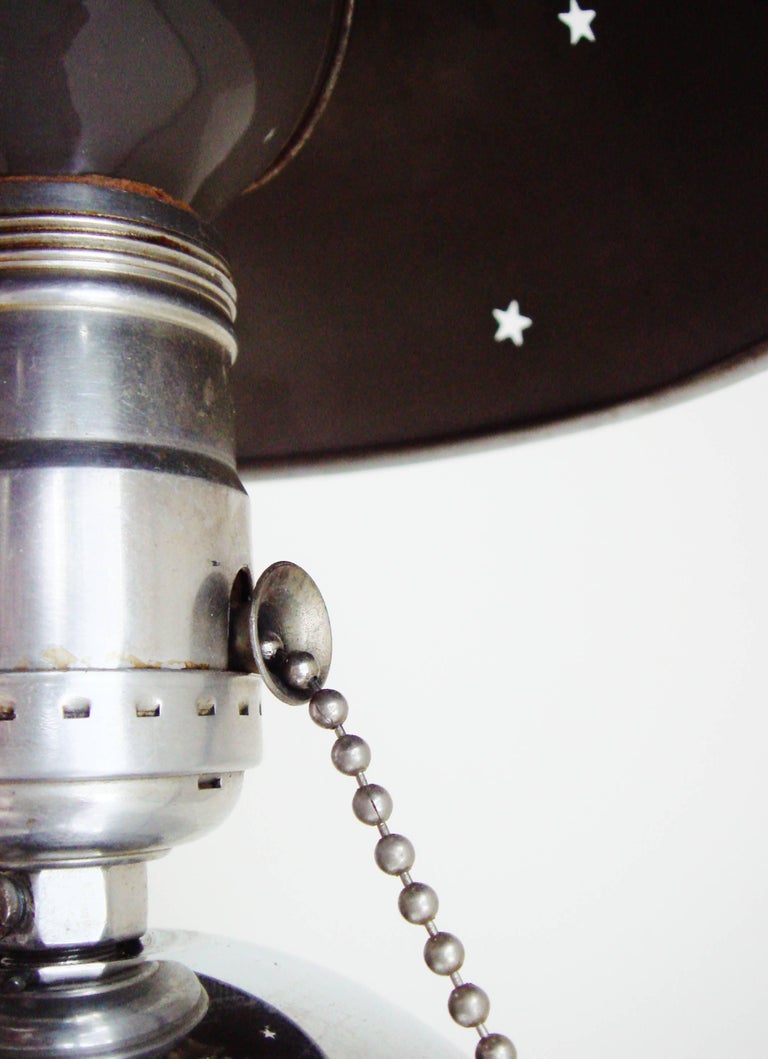 Rare American Art Deco Chrome, Black and Red Saturn Lamp with Star ...