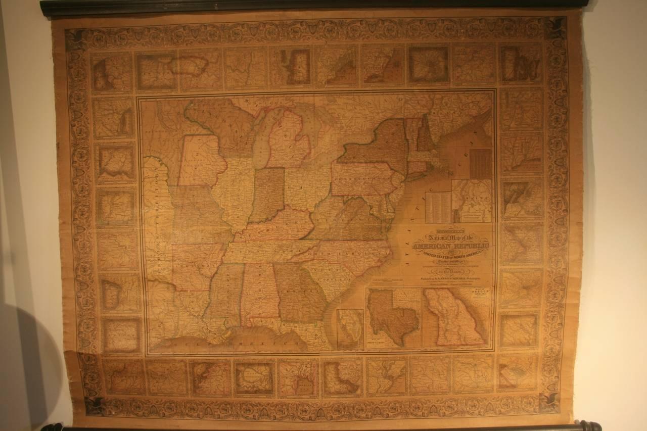 Great 1846 Wall Map of the United States at 1stDibs