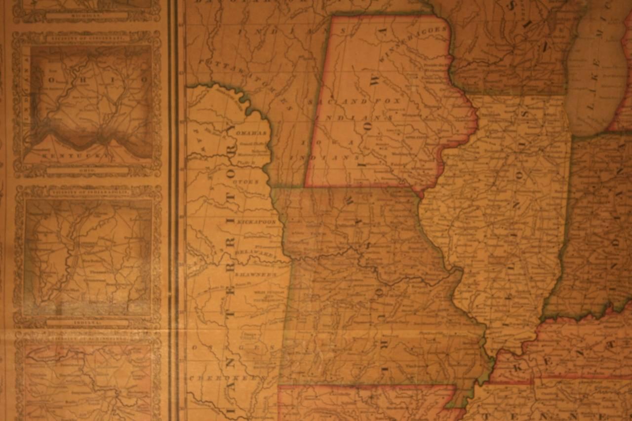 Great 1846 Wall Map of the United States at 1stDibs