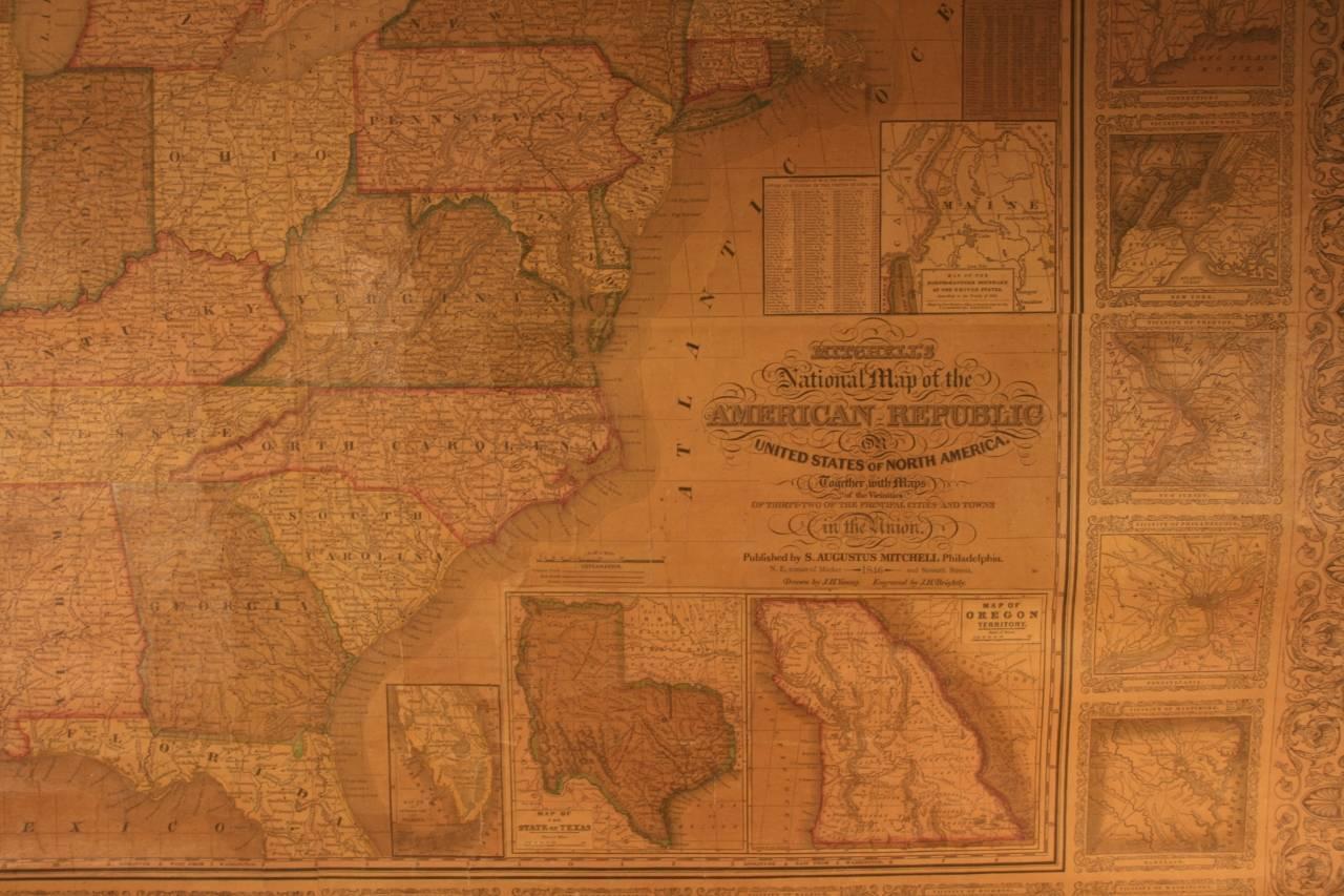 Great 1846 Wall Map of the United States at 1stDibs