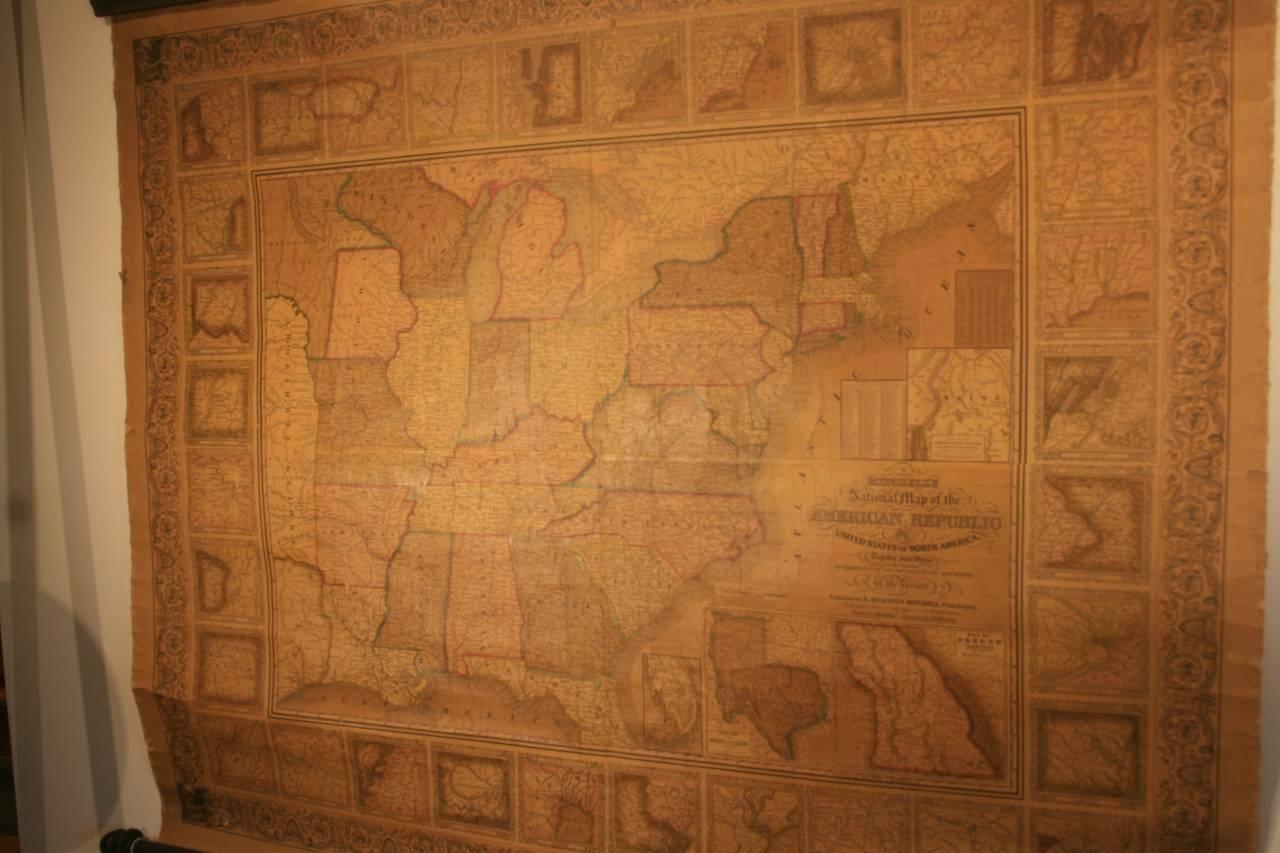 Great 1846 Wall Map of the United States at 1stDibs