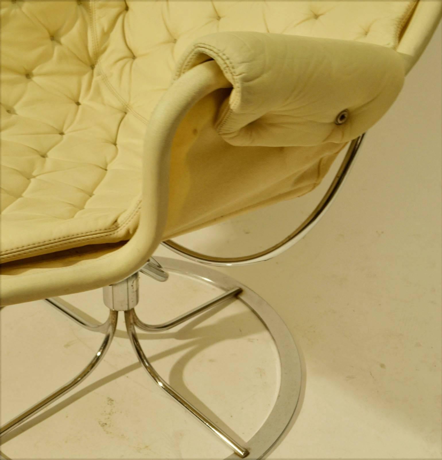 Pair of White Jetson Lounge Chairs by Bruno Mathsson at 1stDibs
