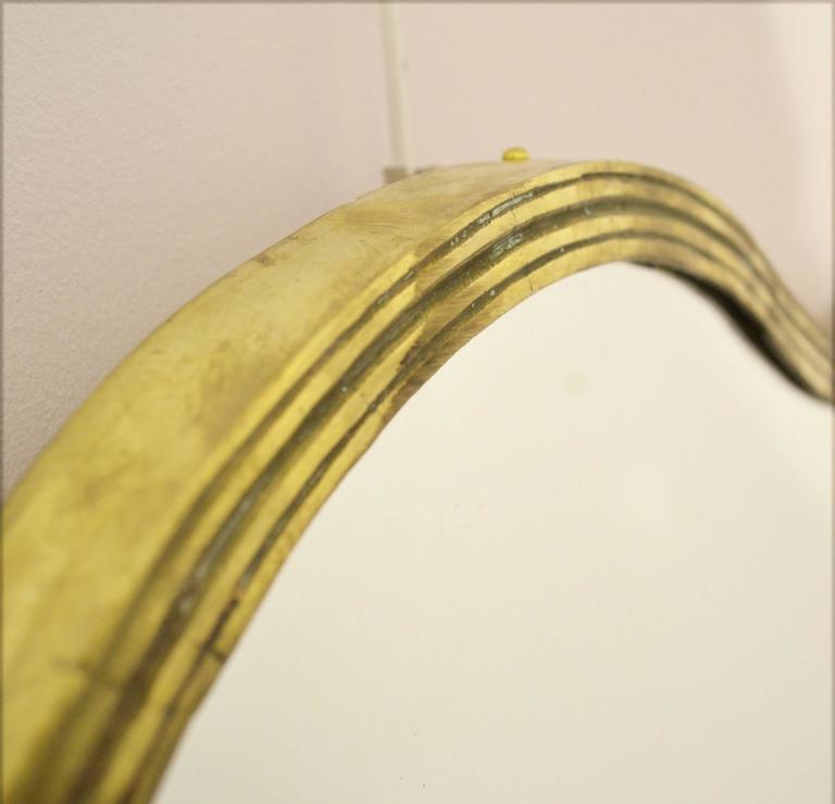 Kidney Shape Brass Mirror at 1stDibs