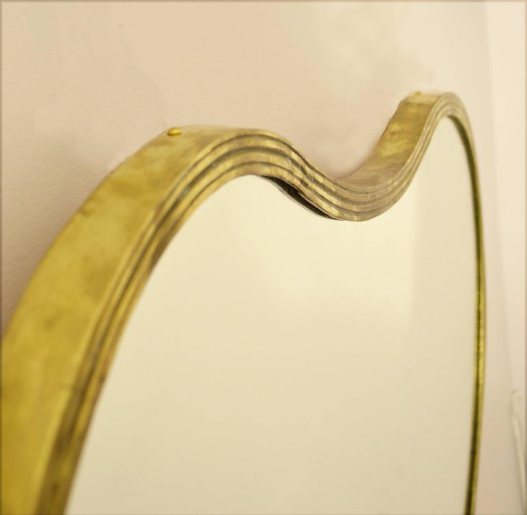 Kidney Shape Brass Mirror at 1stDibs