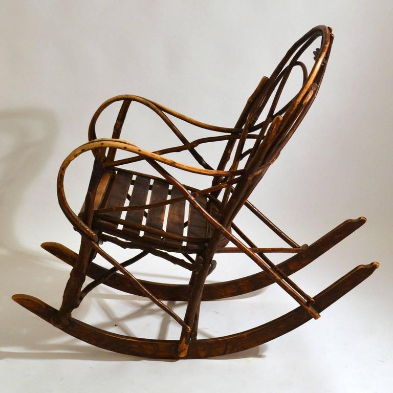 Early 20th Century Scandinavian Rocking Chair Bent Wood Willow at 1stDibs