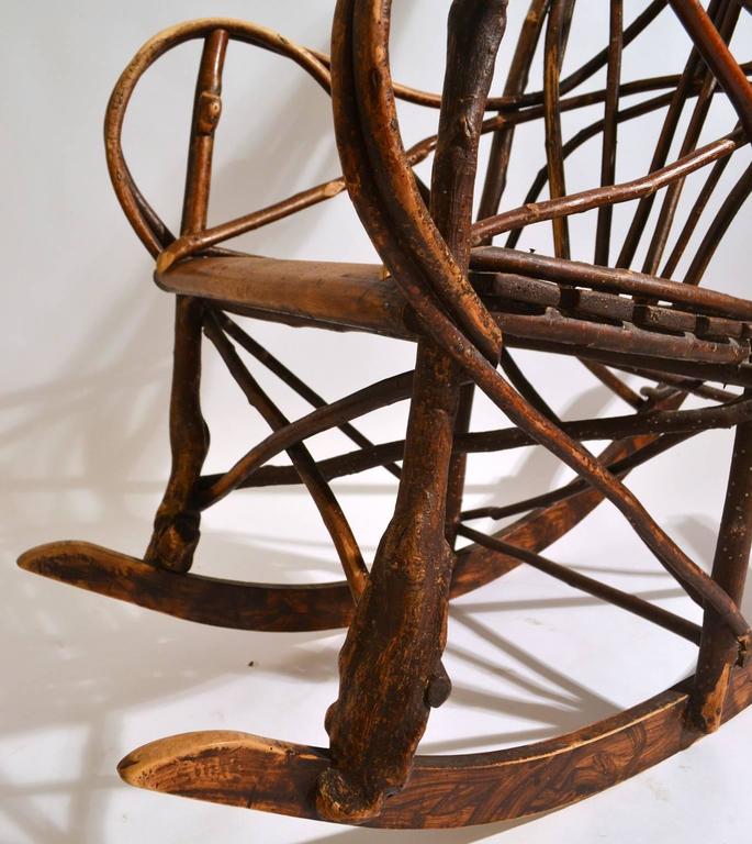 Early 20th Century Scandinavian Rocking Chair Bent Wood Willow at 1stDibs