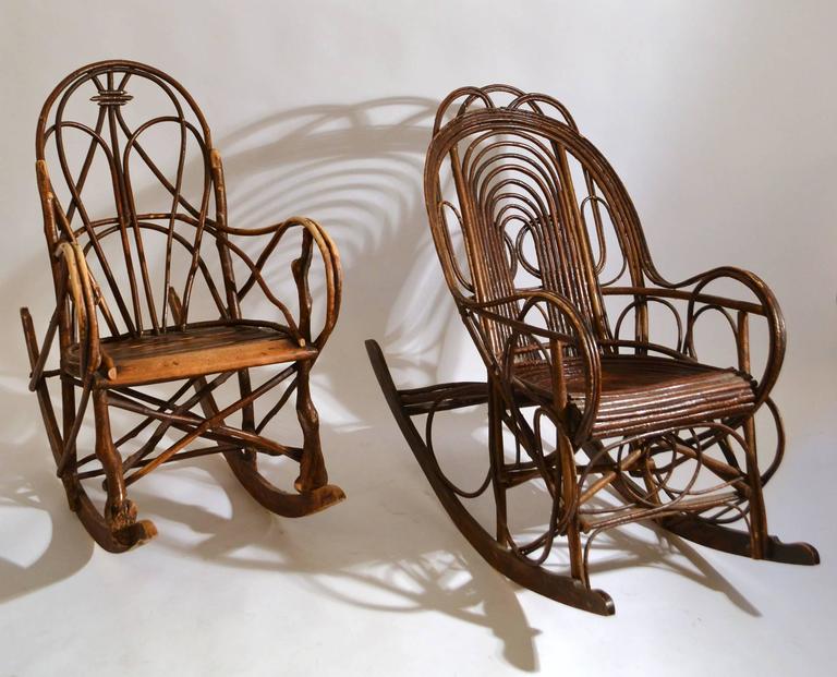Early 20th Century Scandinavian Rocking Chair Bent Wood Willow at 1stDibs