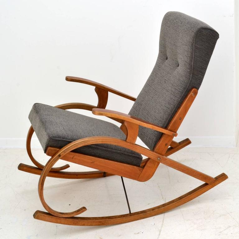 1930's Strong Modernist Design Czech Rocking Chair in Bentwood at 1stDibs