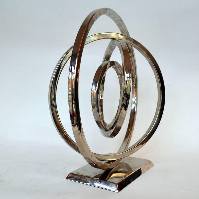 Abstract Sculpture of Rings in Chrome Metal at 1stDibs