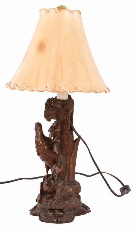 Pair of 19th Century Black Forest Carved Wood Pheasant Table Lamps at ...