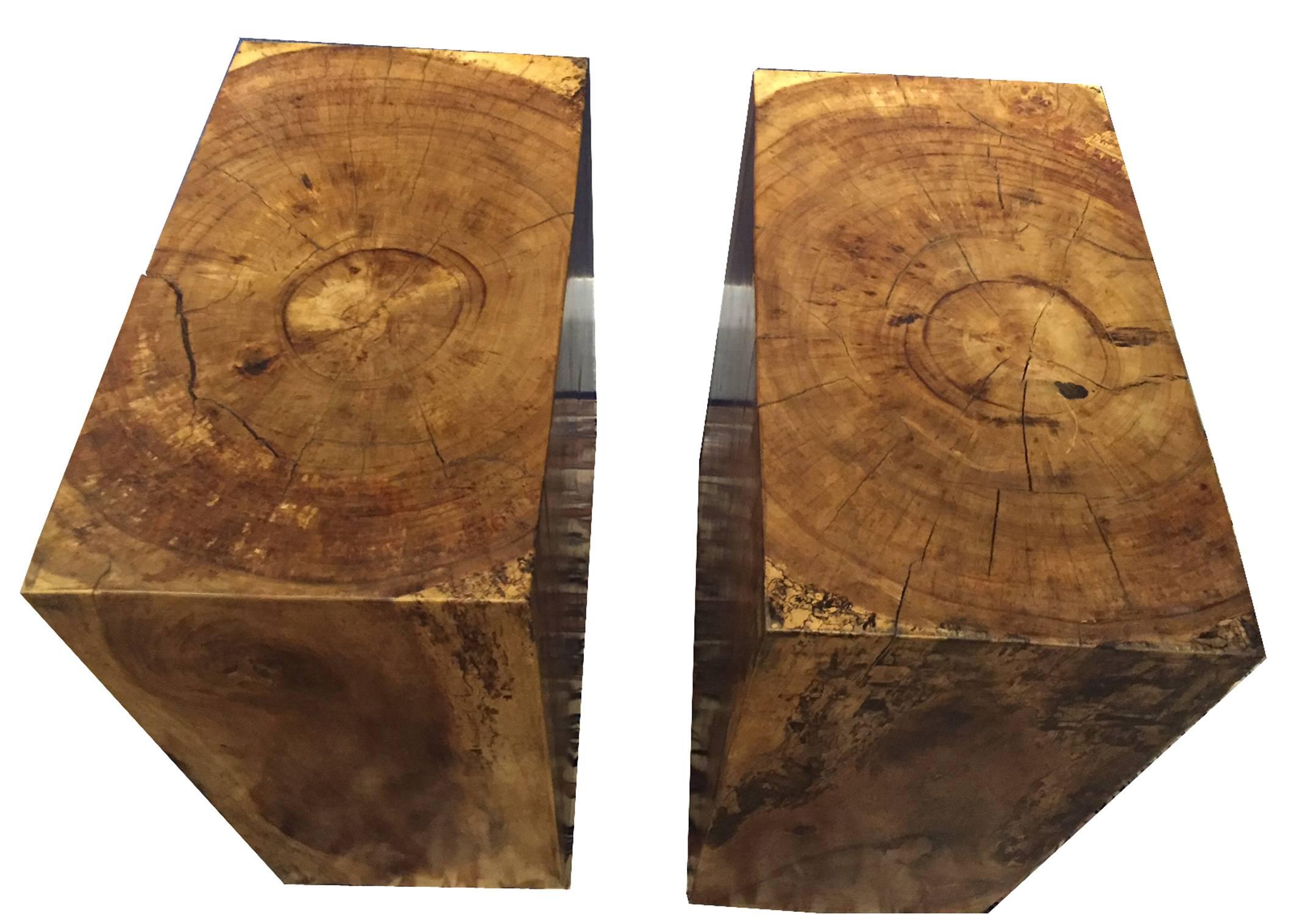 Pair of Solid, Mid-Century French Walnut Rectangular Stands at 1stDibs