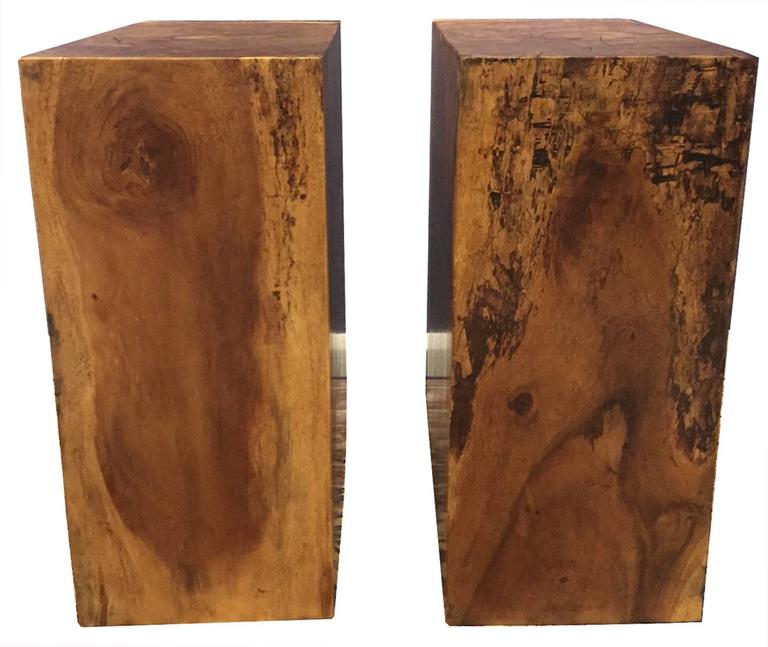 Pair of Solid, Mid-Century French Walnut Rectangular Stands at 1stdibs