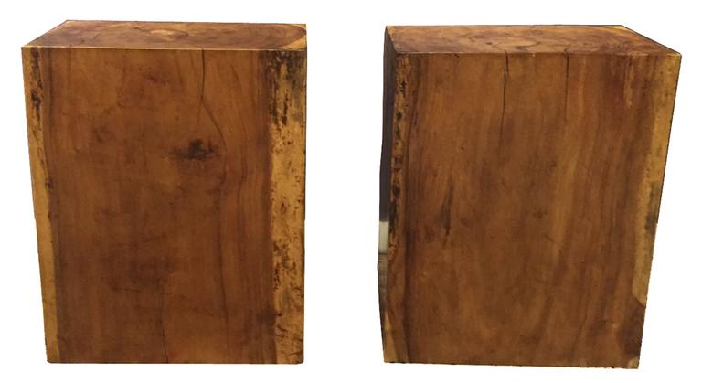 Pair of Solid, Mid-Century French Walnut Rectangular Stands at 1stdibs
