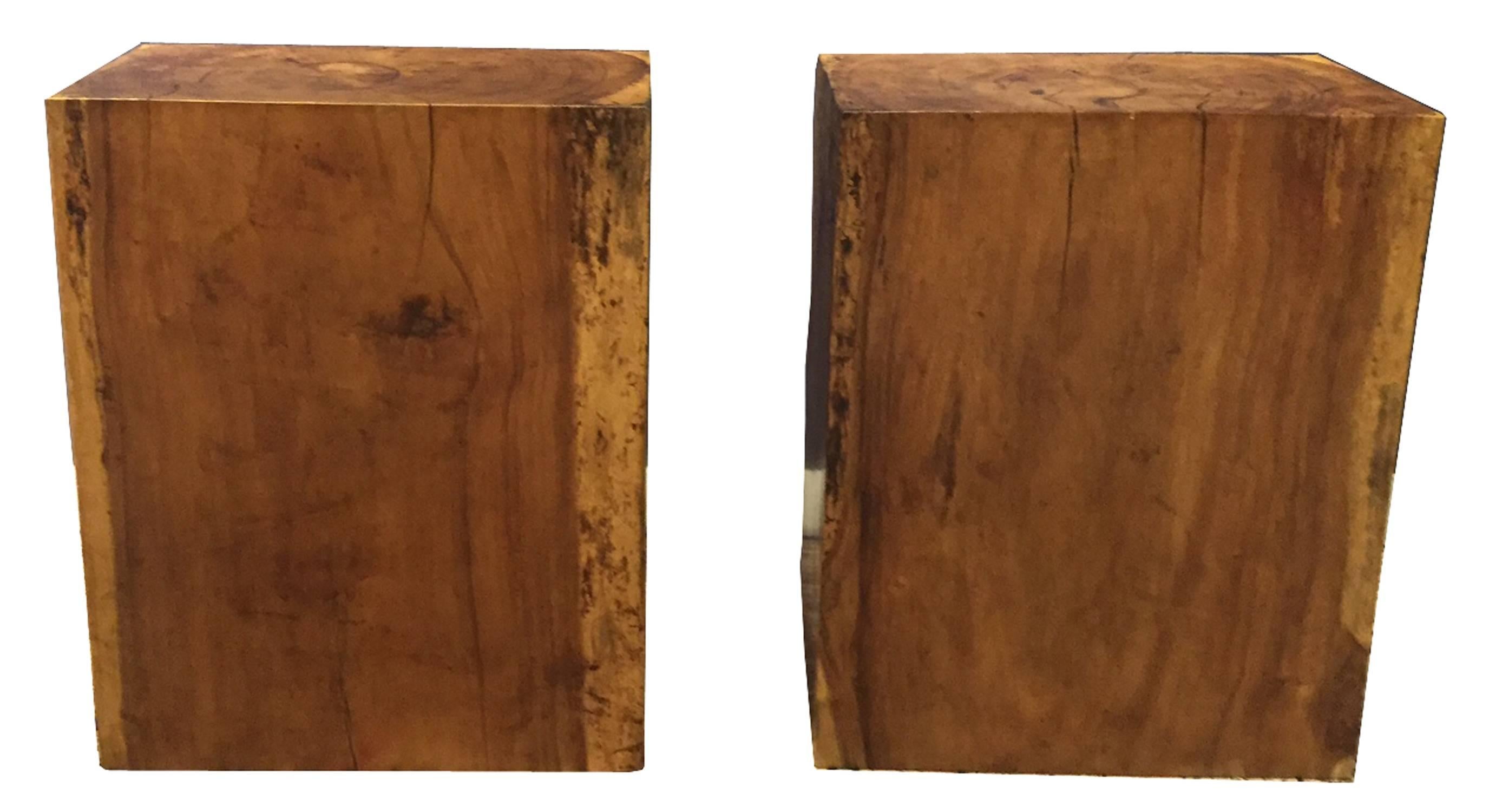 Pair of Solid, Mid-Century French Walnut Rectangular Stands at 1stDibs