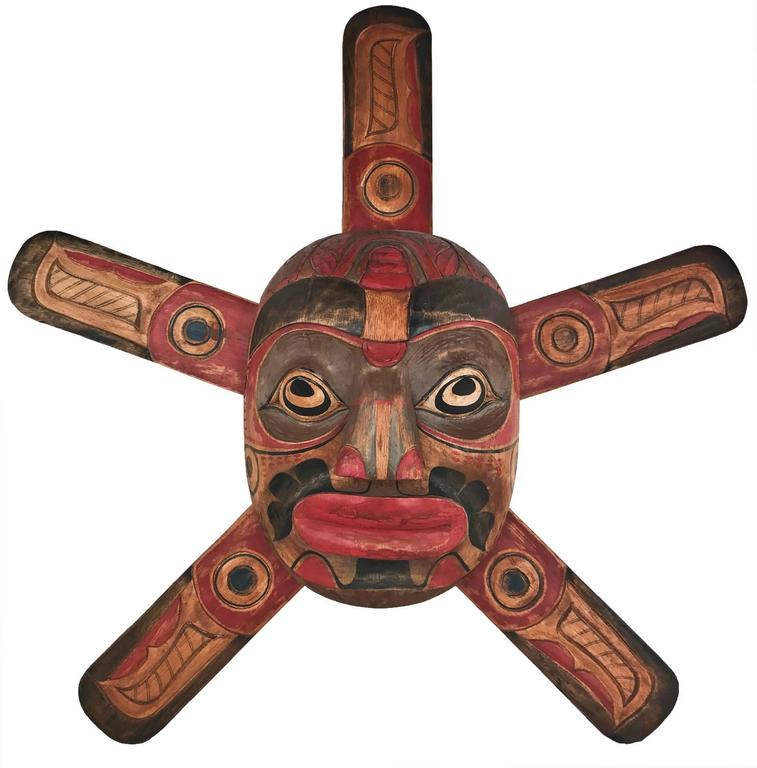 Pacific Northwestern Native American Sun Mask with Attached Sun Ray ...