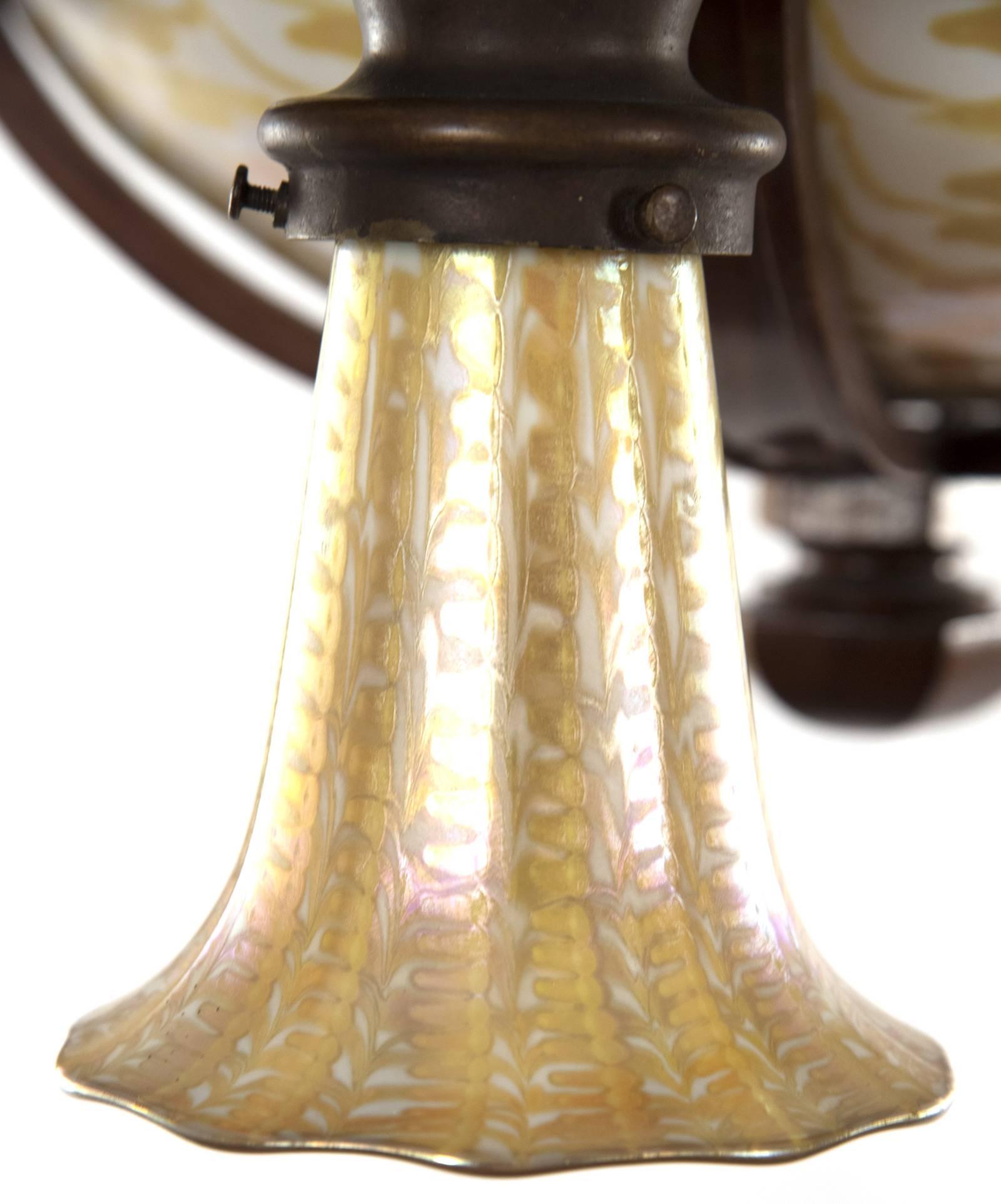 Quezal Art Nouveau Pendant Light with Lily-Form Shades at 1stDibs ...