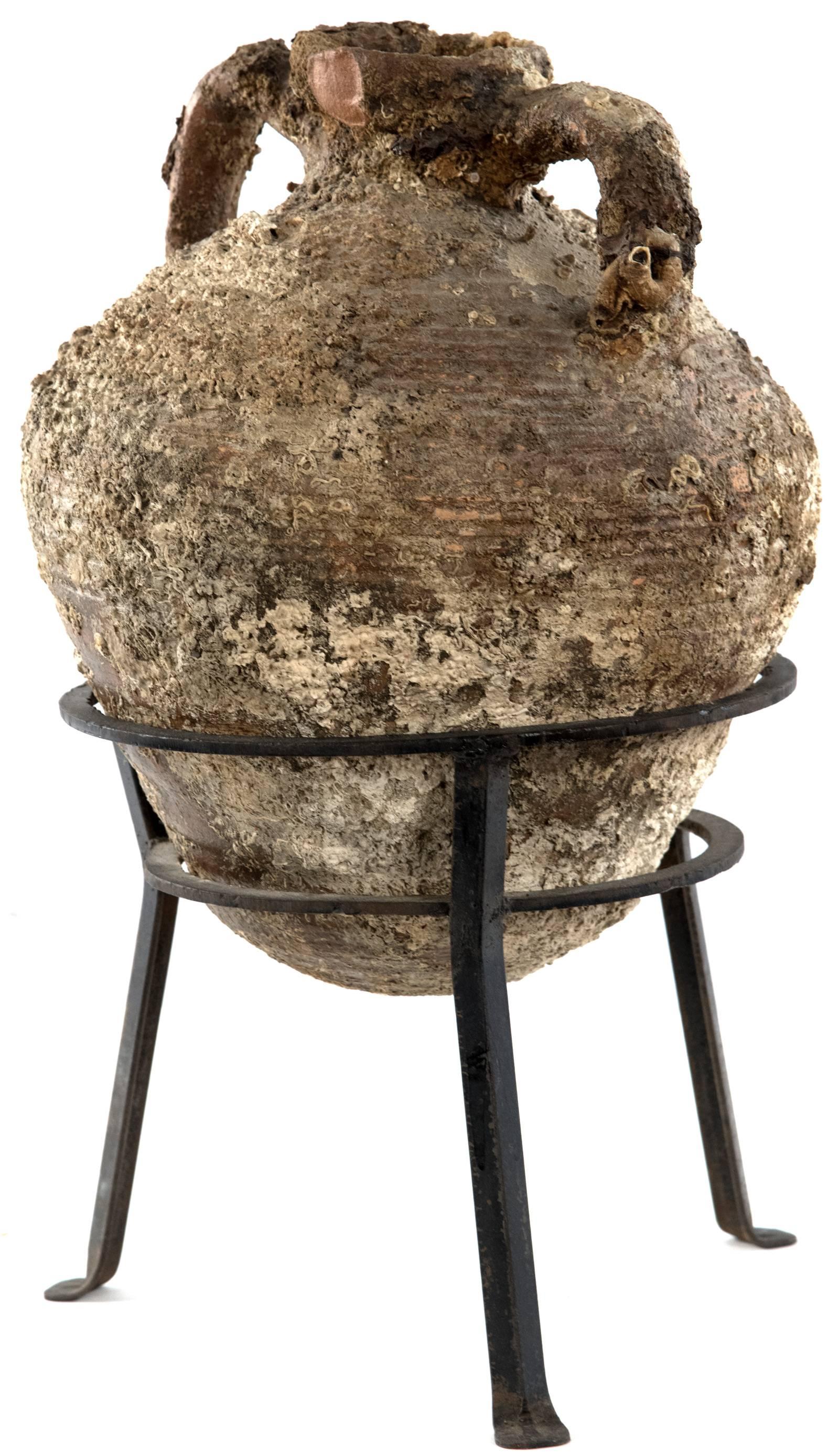 Italian Terracotta Amphora on Wrought Iron Tripod Stand at 1stDibs ...