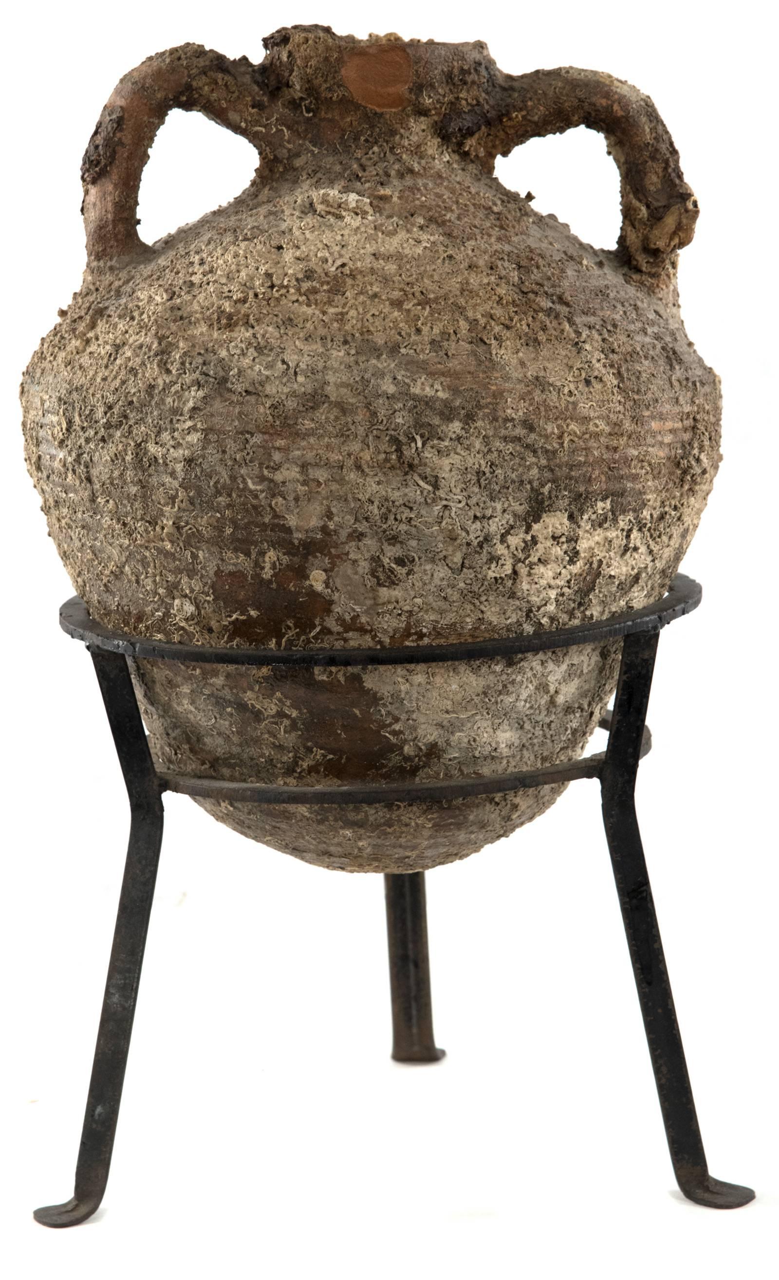 Italian Terracotta Amphora on Wrought Iron Tripod Stand at 1stDibs ...