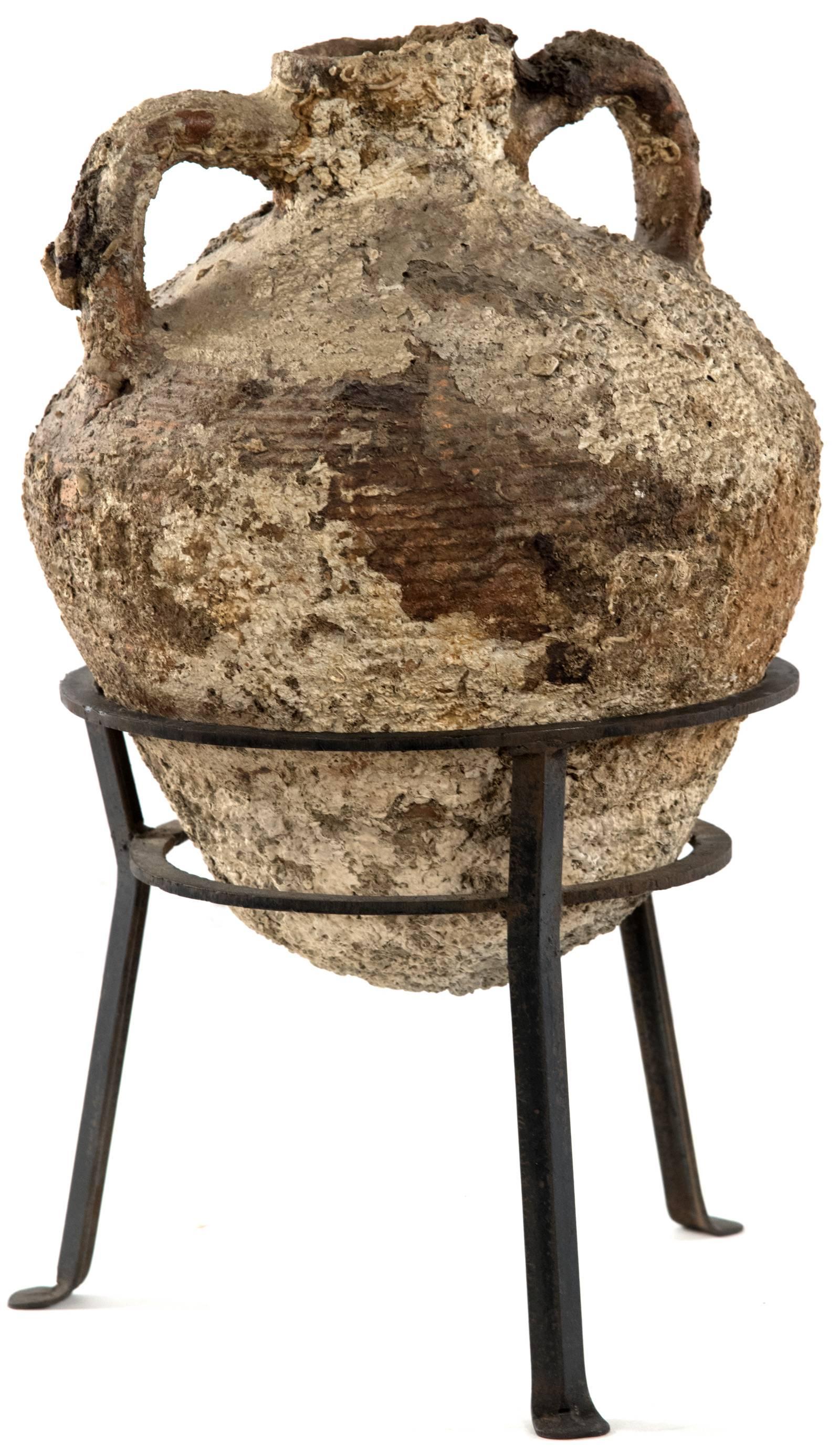 Italian Terracotta Amphora on Wrought Iron Tripod Stand at 1stDibs ...