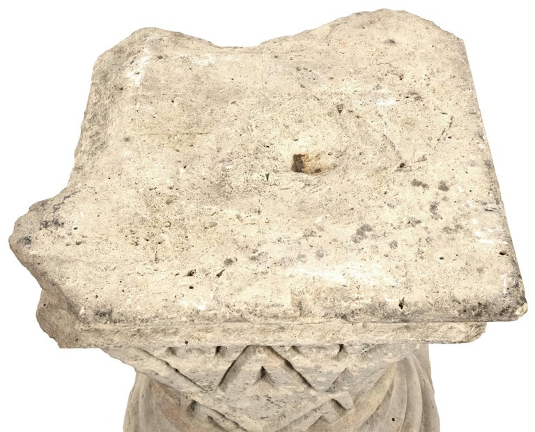 Carved Stone Romanesque Pedestal from Normandy For Sale at 1stDibs