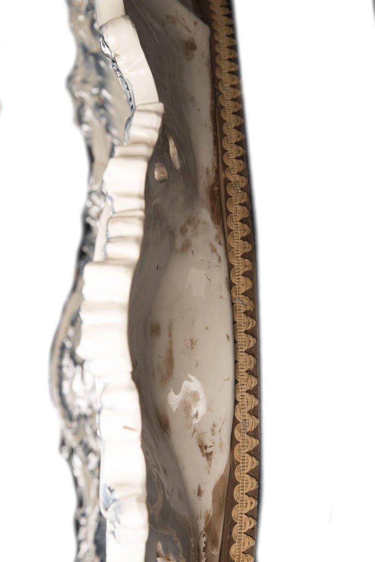 Delft Porcelain Rococo-style Mirror with Metal Mirror Plate at 1stDibs