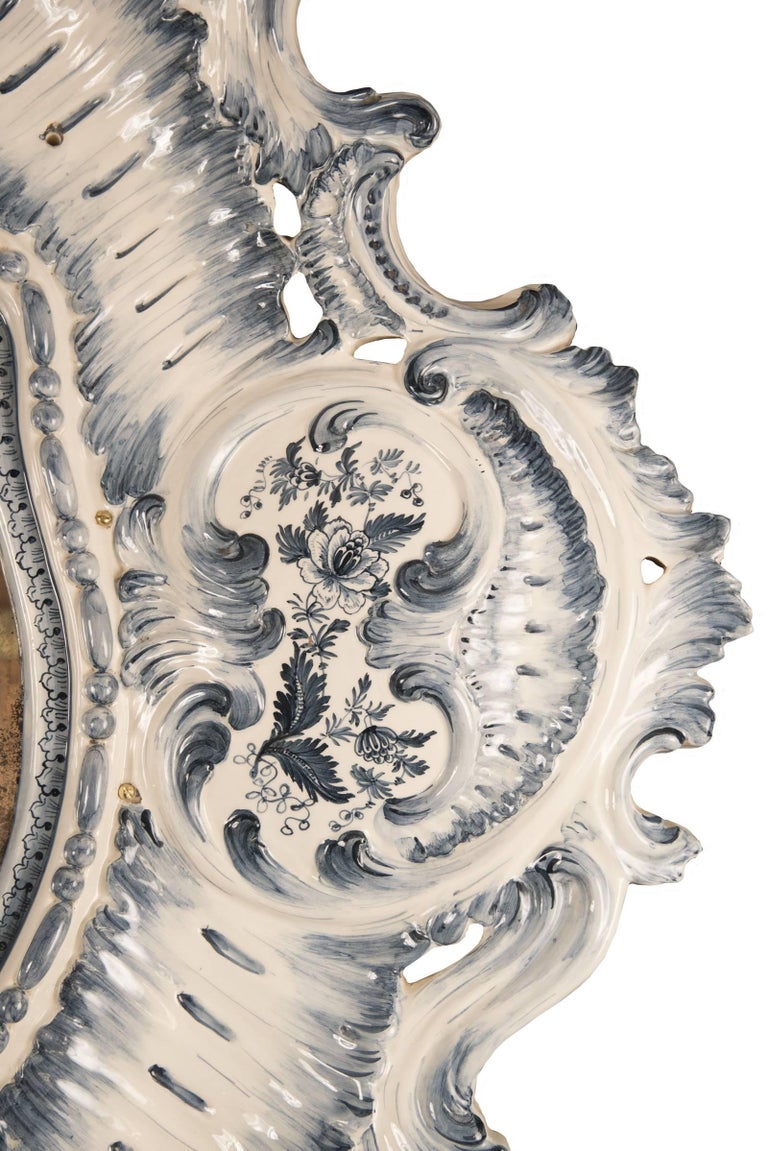 Delft Porcelain Rococo-style Mirror with Metal Mirror Plate at 1stDibs