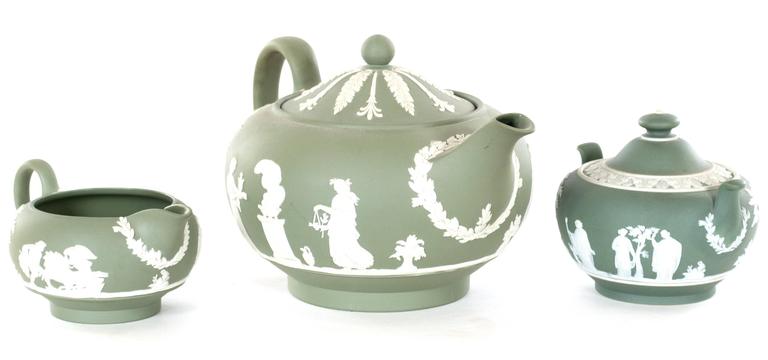Green Wedgwood Jasperware Tea Set at 1stDibs