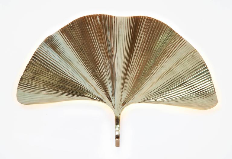 Pair of large brass "Ginko" wall lights at 1stDibs