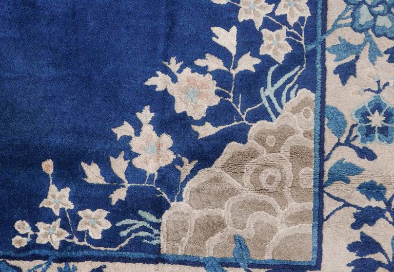 Antique Indigo Blue Beijing Chinese Area Rug For Sale at 1stDibs